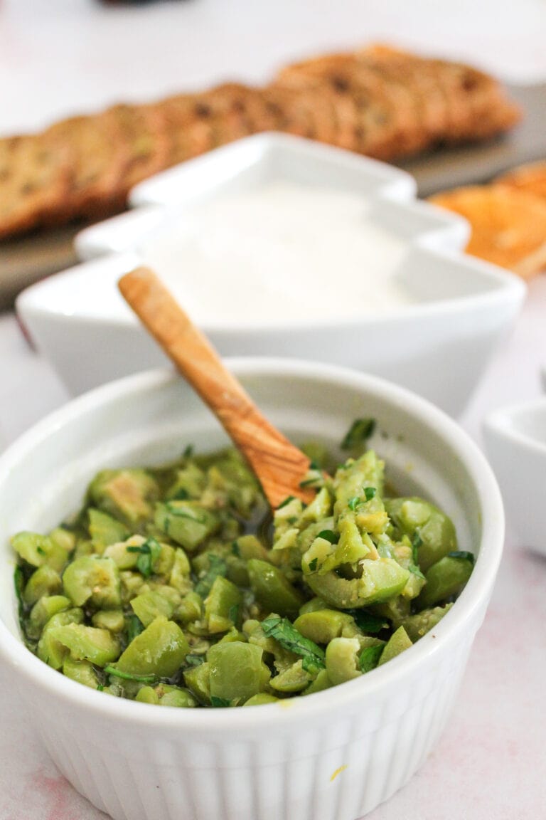 Goat Cheese with Green Olive Gremolata - Millennial Kitchen